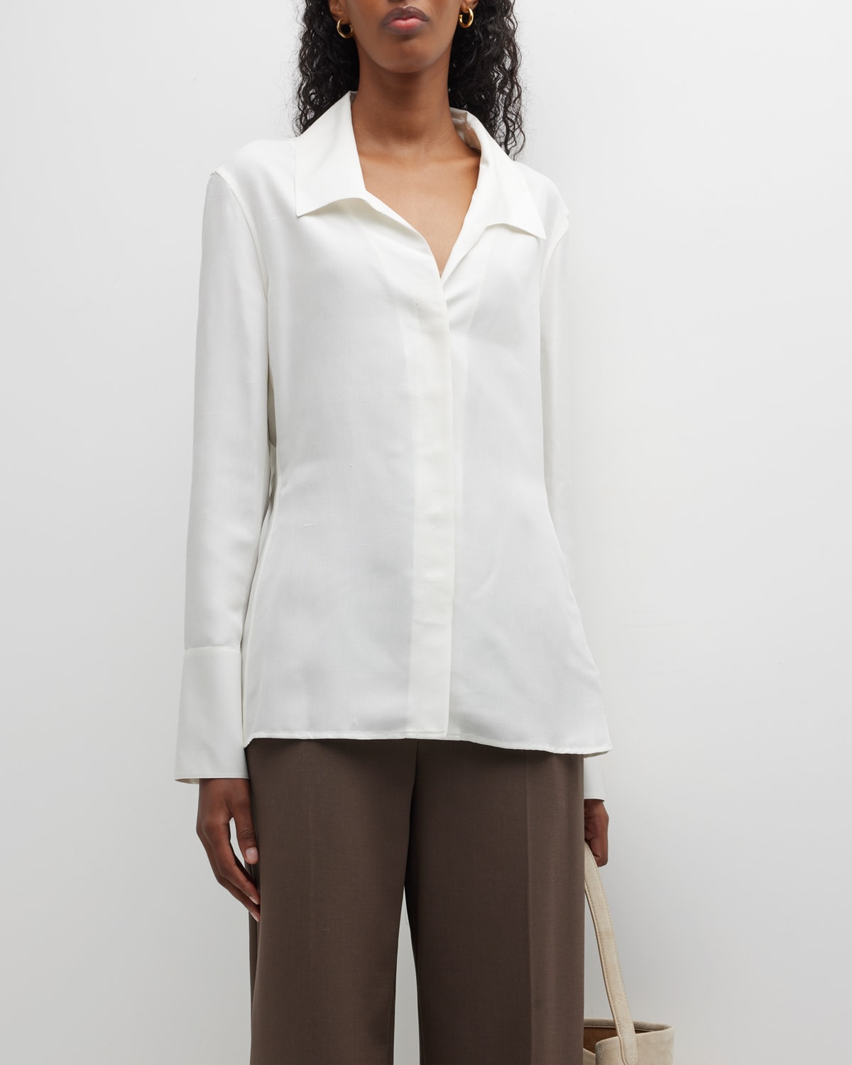 THE ROW Peg Button-Front Shirt | Neiman Marcus