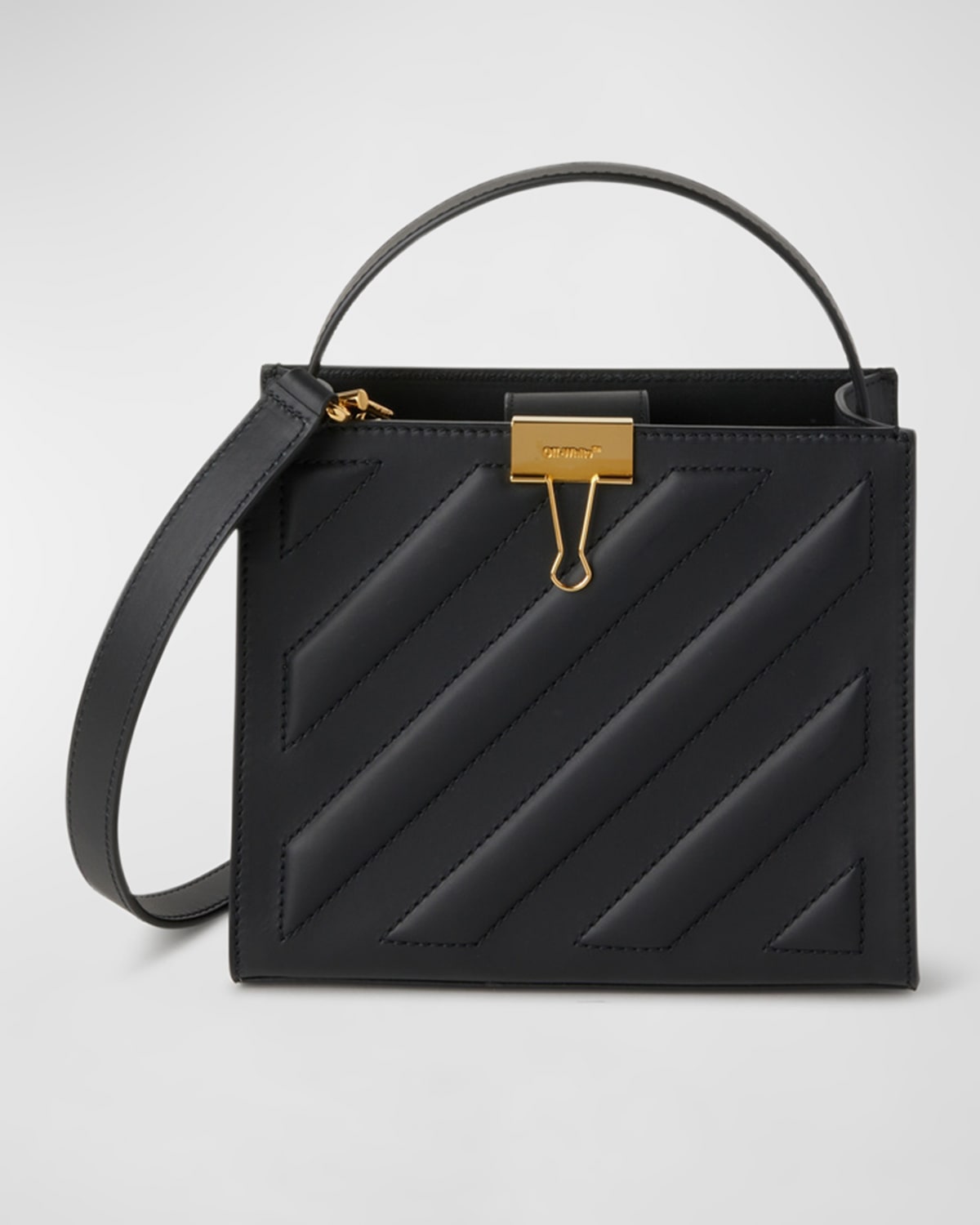 Off-White Diagonal Stripe Leather Shoulder Bag | Neiman Marcus