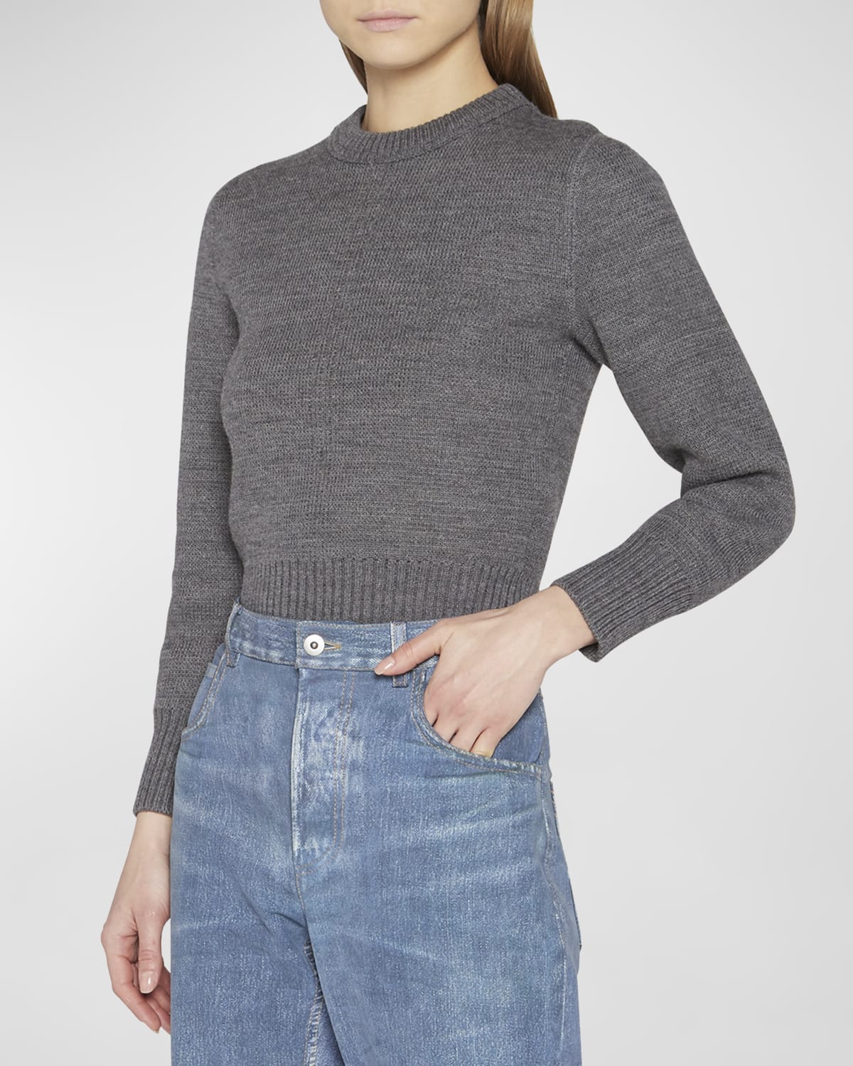 Marni Striped Cutout Crop Wool Sweater | Neiman Marcus