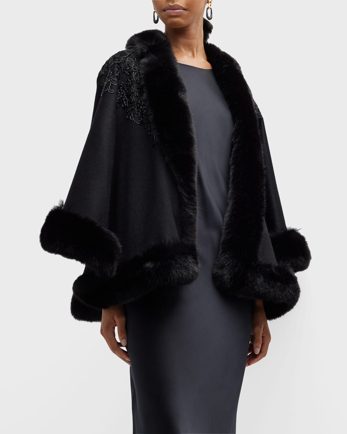 Sofia Cashmere Cashmere Embellished Swing Cape | Neiman Marcus