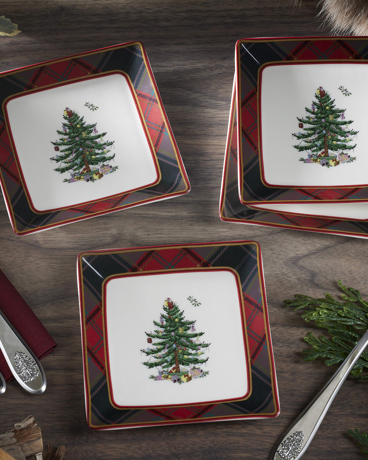 Spode Christmas Tree Set of 4 Dinner Plates | Neiman Marcus