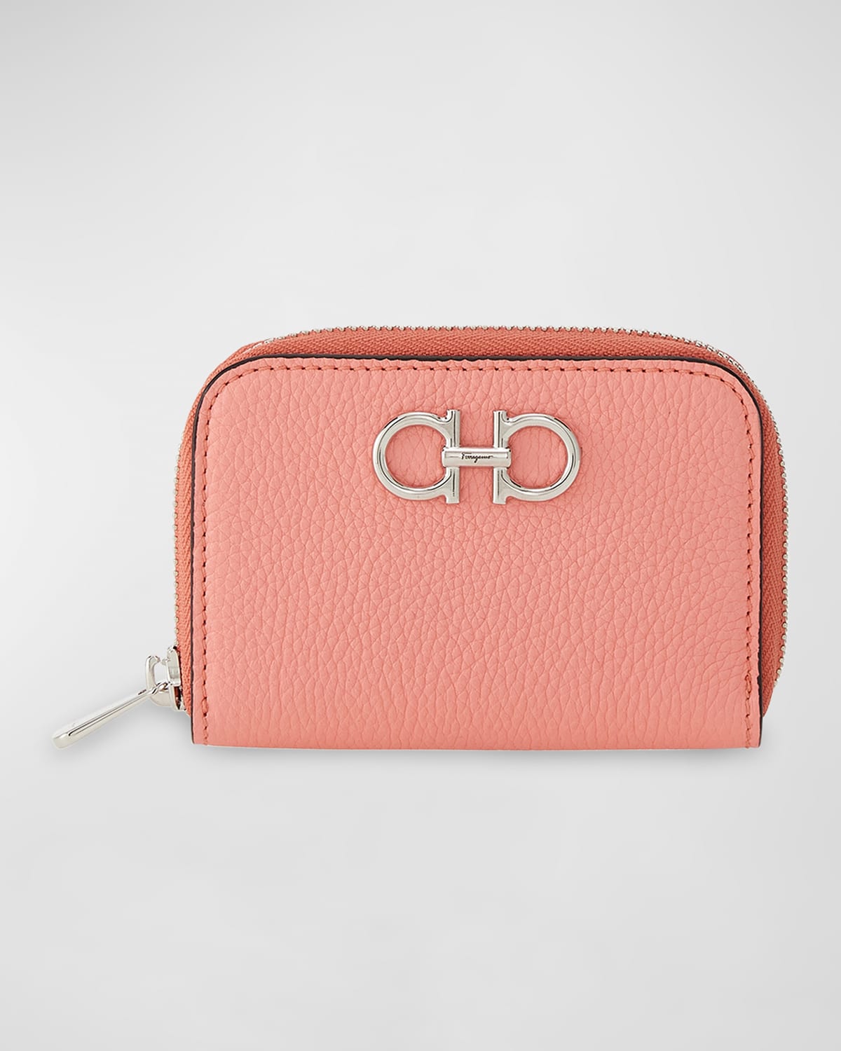 Ferragamo Porta Gancini Zip Leather Card Case | Neiman Marcus