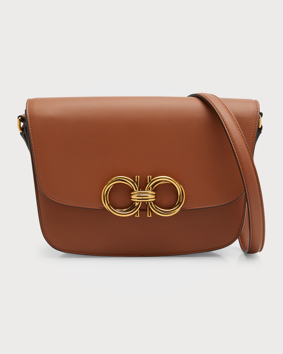 Ferragamo Trapezio Gancio Flap Leather Crossbody Bag | Neiman Marcus