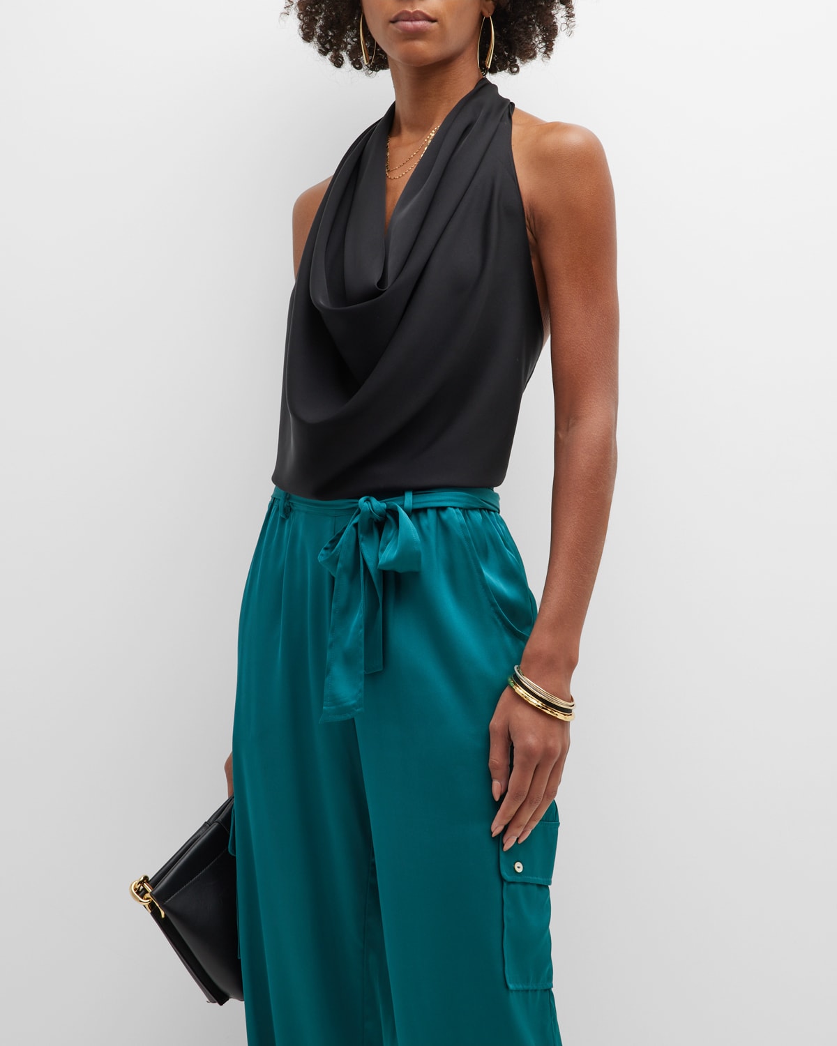Theory Ertil Silky Satin Halter Top | Neiman Marcus