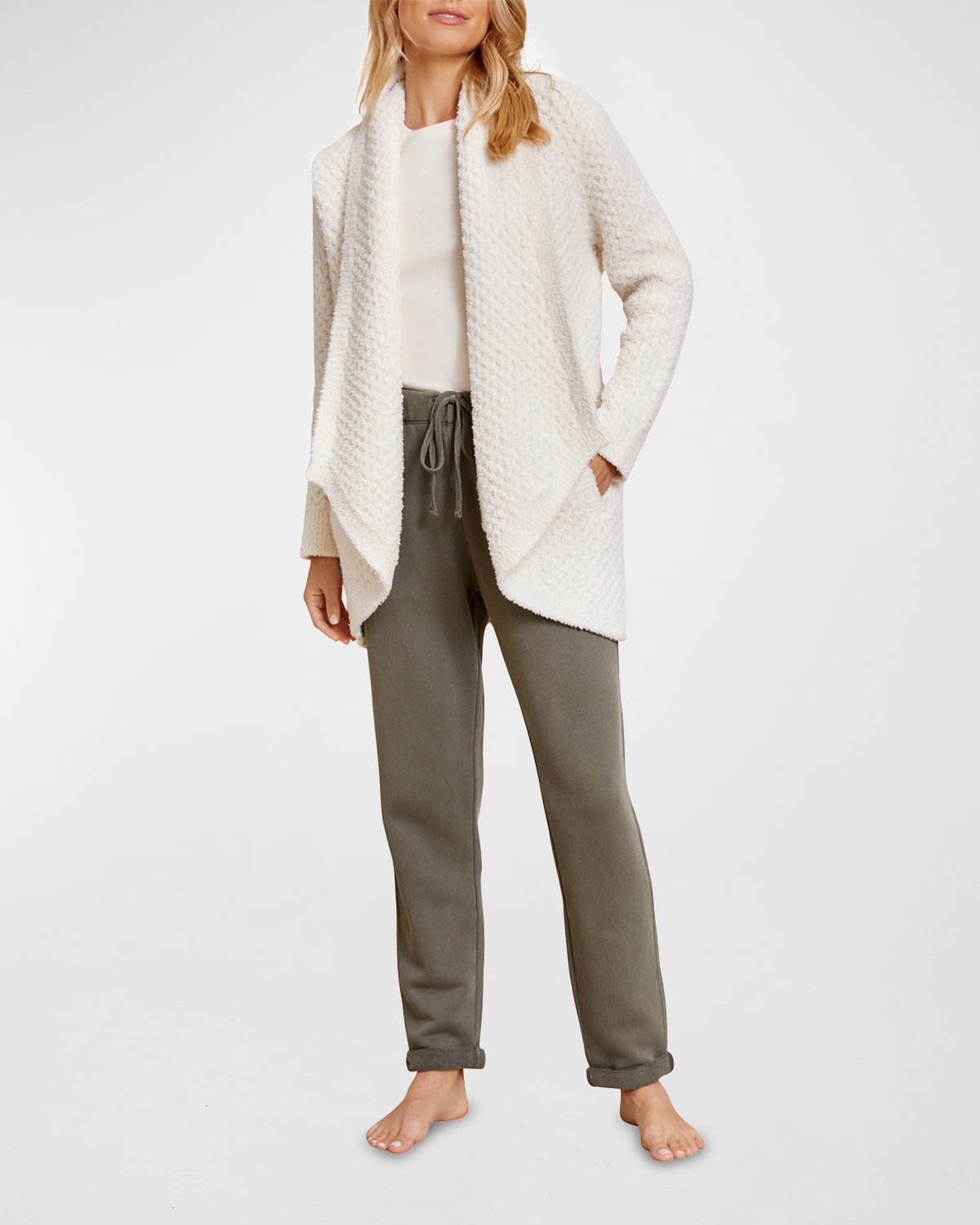Splendid Hooded Open-Front Knit Cardigan | Neiman Marcus