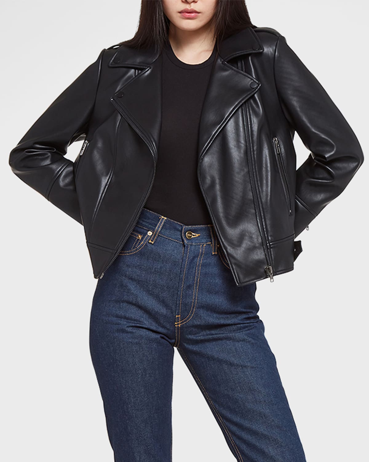 Givenchy Cinched Leather Motorcycle Jacket | Neiman Marcus