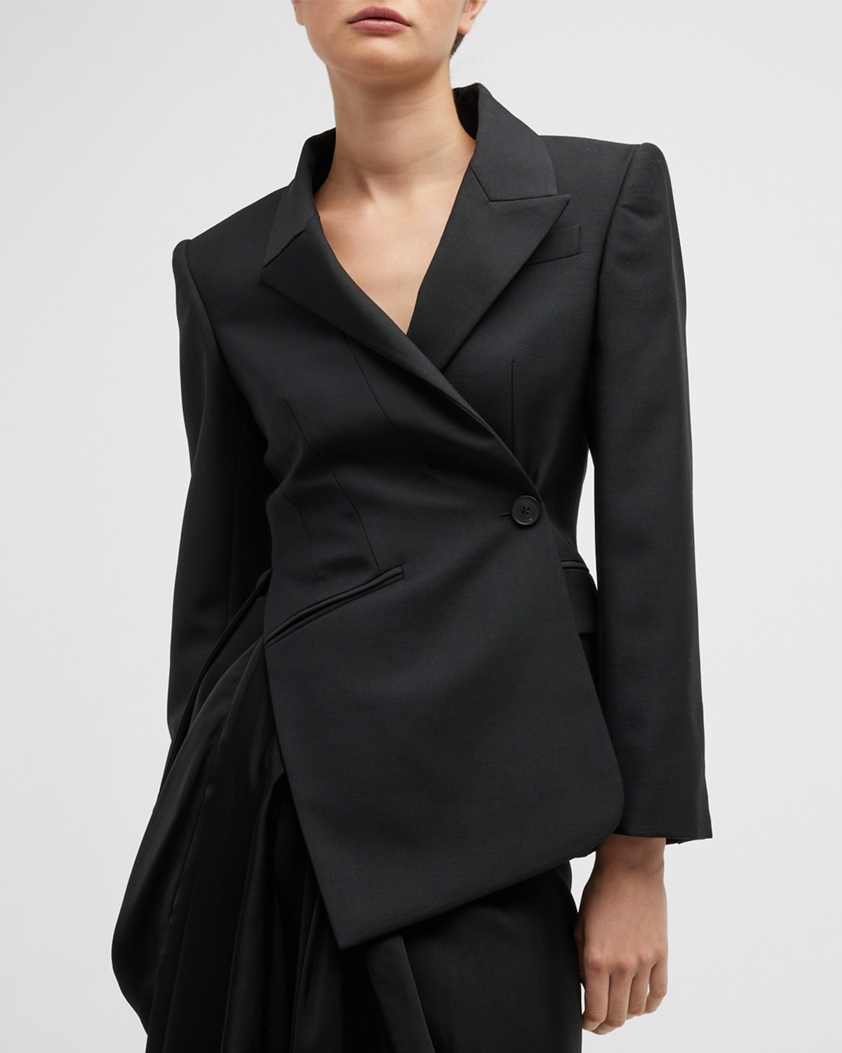 Alexander McQueen Asymmetric Blazer Jacket with Slash Cutouts | Neiman ...