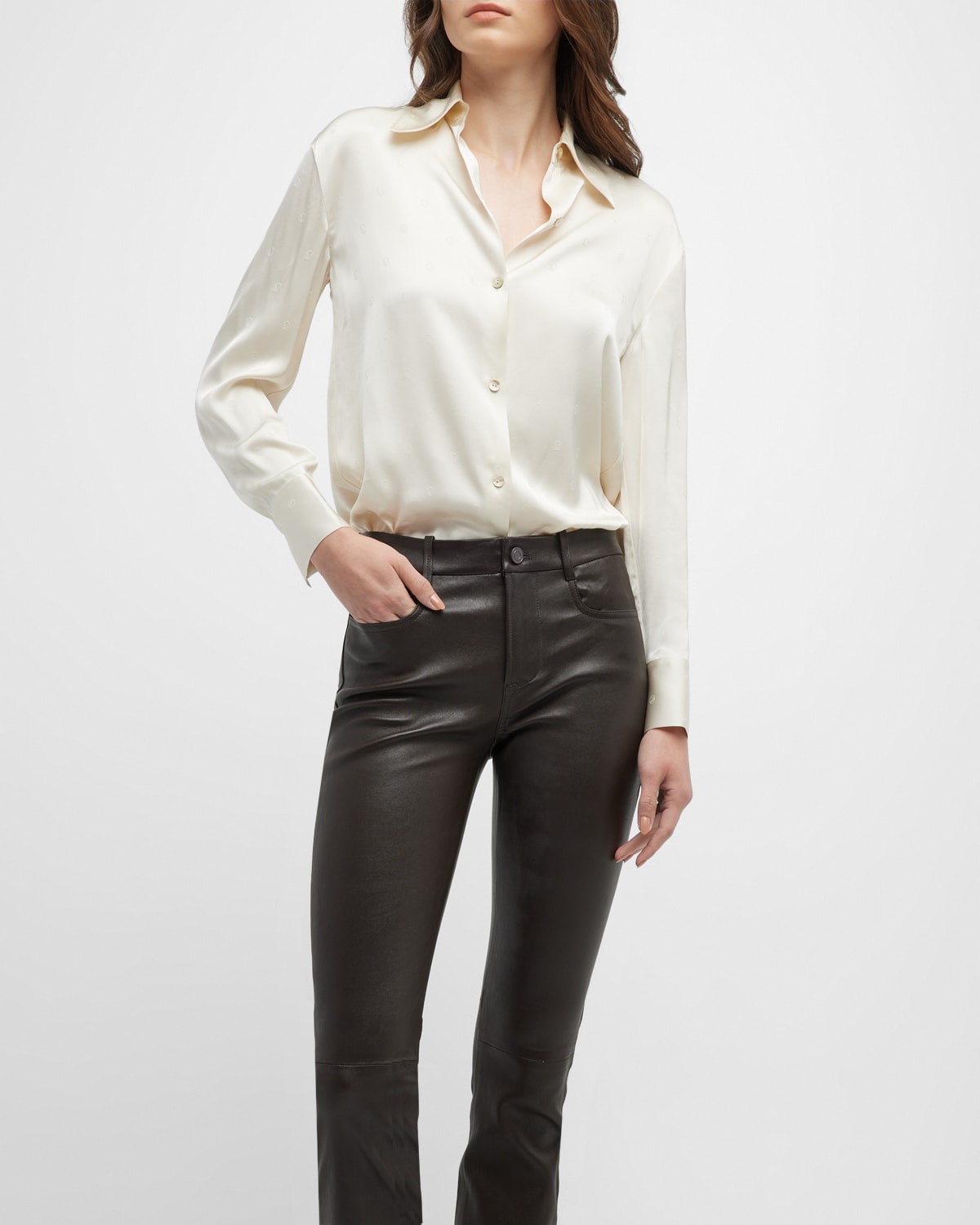 Vince Relaxed Silk Button-Front Blouse | Neiman Marcus
