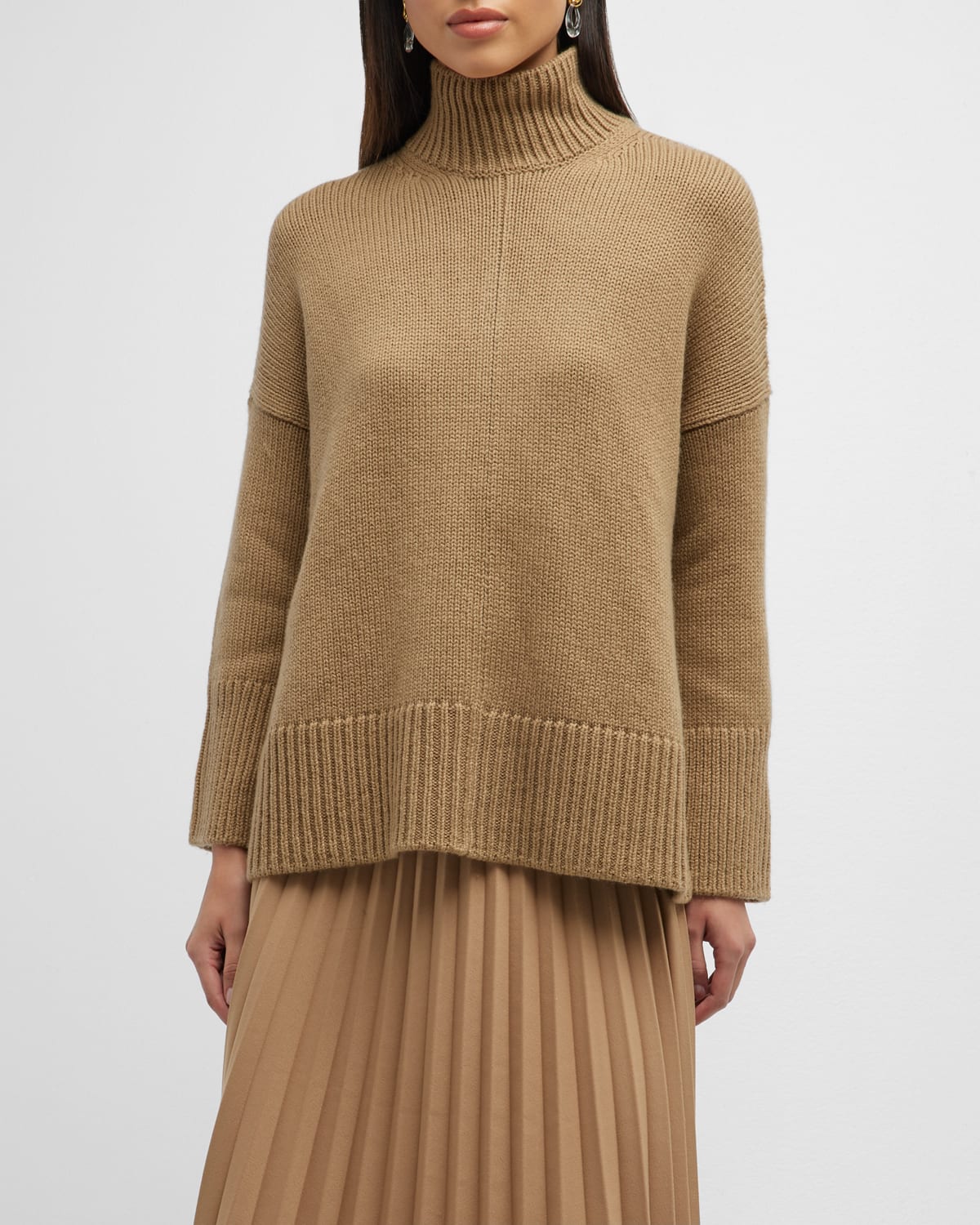 Vince Cashmere Side Slit Turtleneck Sweater Neiman Marcus