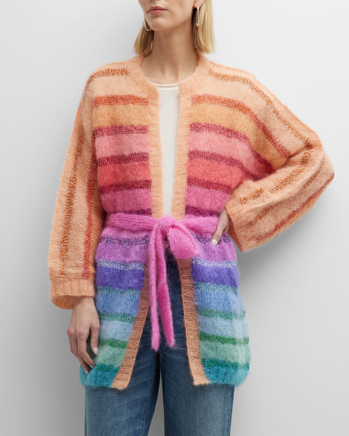 ROSE CARMINE Ombre Oversized Knit Jacket | Neiman Marcus