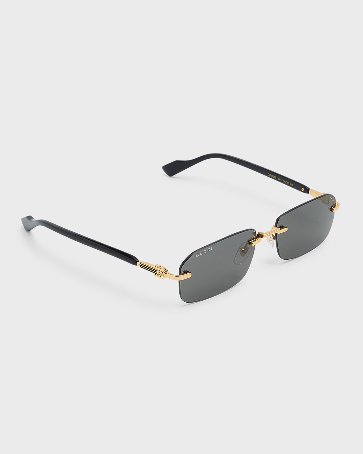 Gucci Men's Rimless Metal Rectangle Sunglasses with Logo | Neiman Marcus