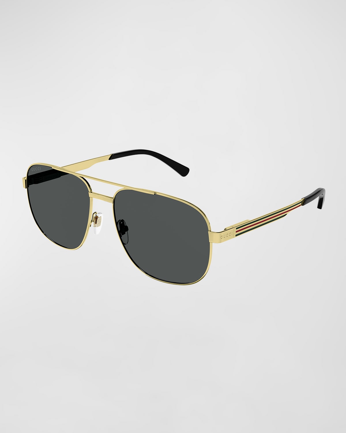 Gucci Men's Stripe Logo Metal Aviator Sunglasses | Neiman Marcus