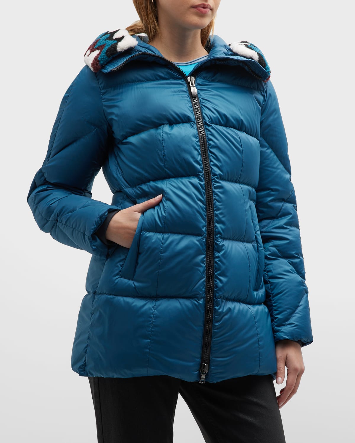 Moose Knuckles Cambria Cinched Puffer Jacket w/ Shearling Trim | Neiman ...
