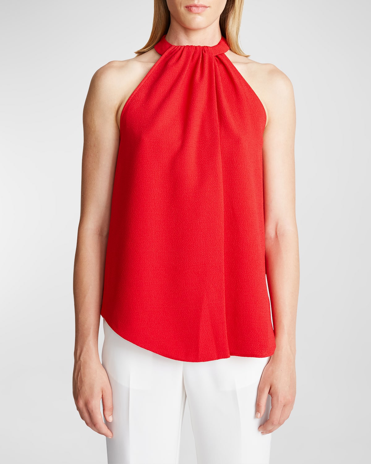 Halston Weslee Draped Stretch Crepe Top | Neiman Marcus