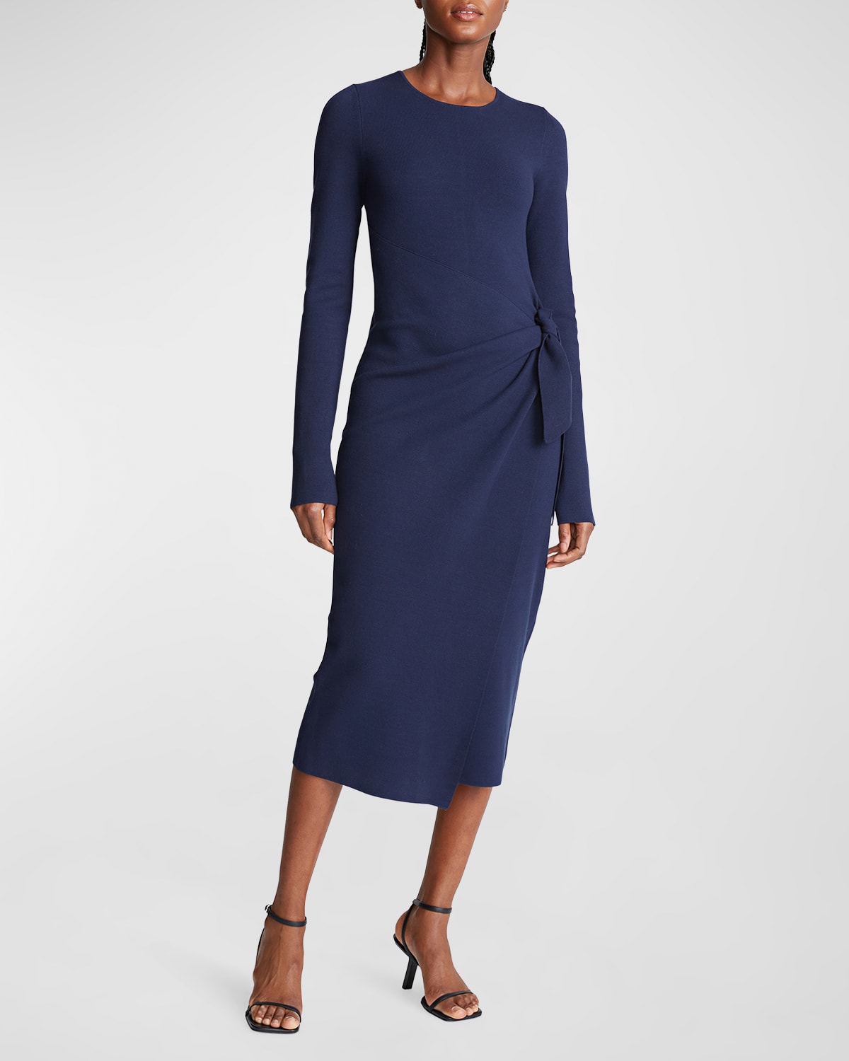 Galvan Wire-Front Scallop Midi Dress | Neiman Marcus