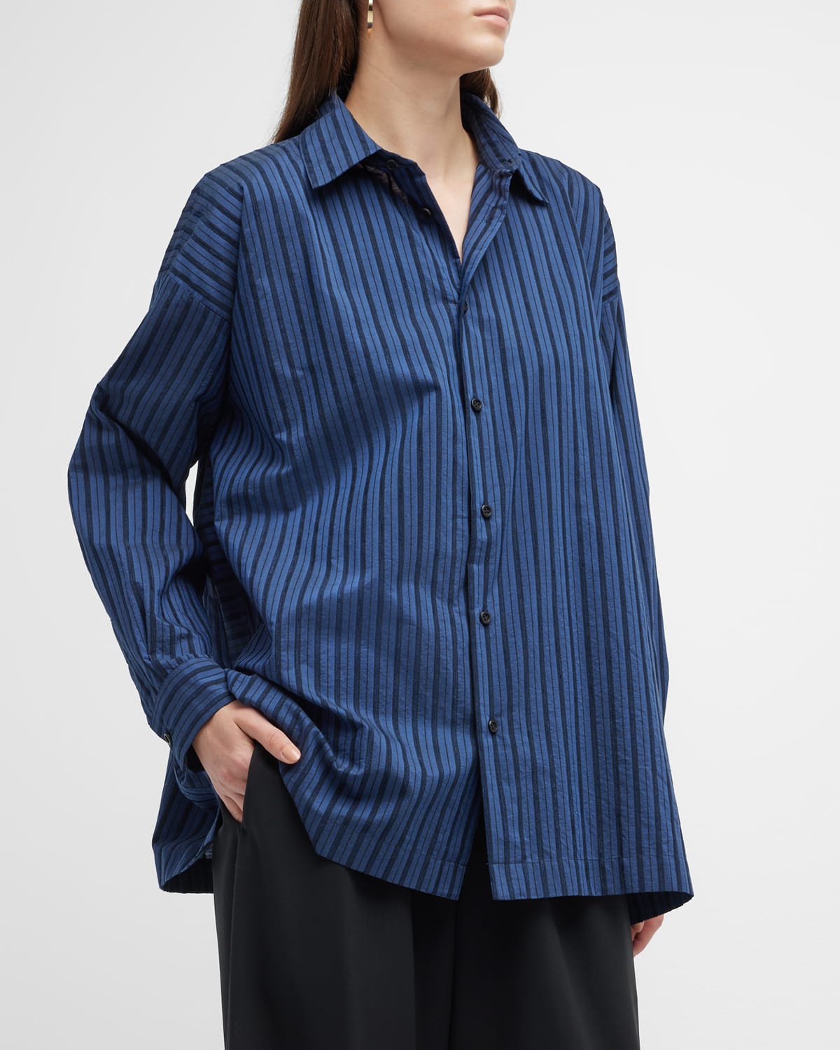 Eskandar Slim A-Line Double-Collar Shirt (Long Length) | Neiman Marcus