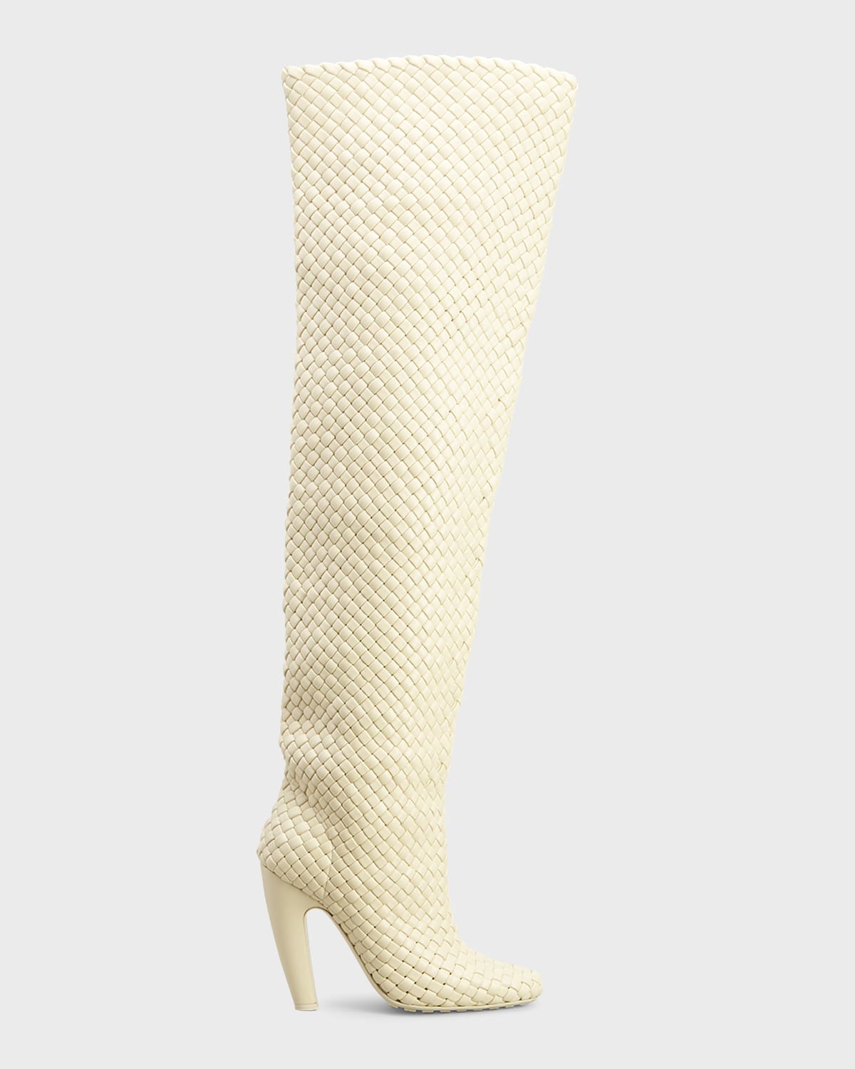 Bottega Veneta Intrecciato Woven Lambskin Knee Boots | Neiman Marcus