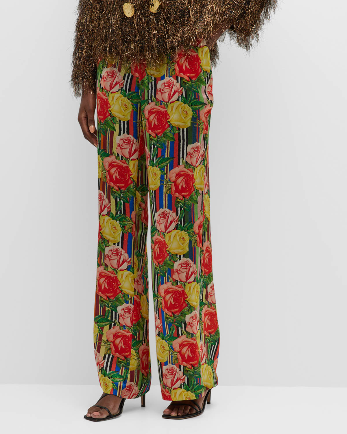 Etro Lapis Floral Paisley-Print Wide-Leg Silk Pants | Neiman Marcus
