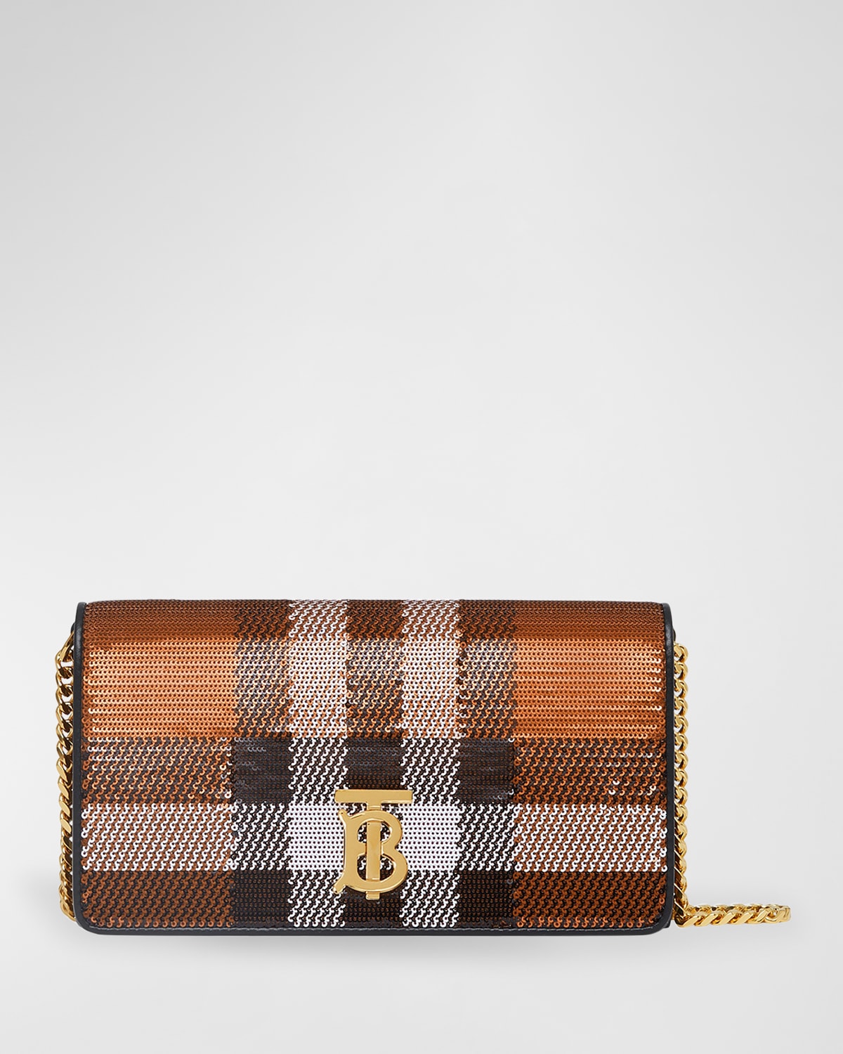 Burberry Lola Quilted Check Sequins Chain Wallet | Neiman Marcus