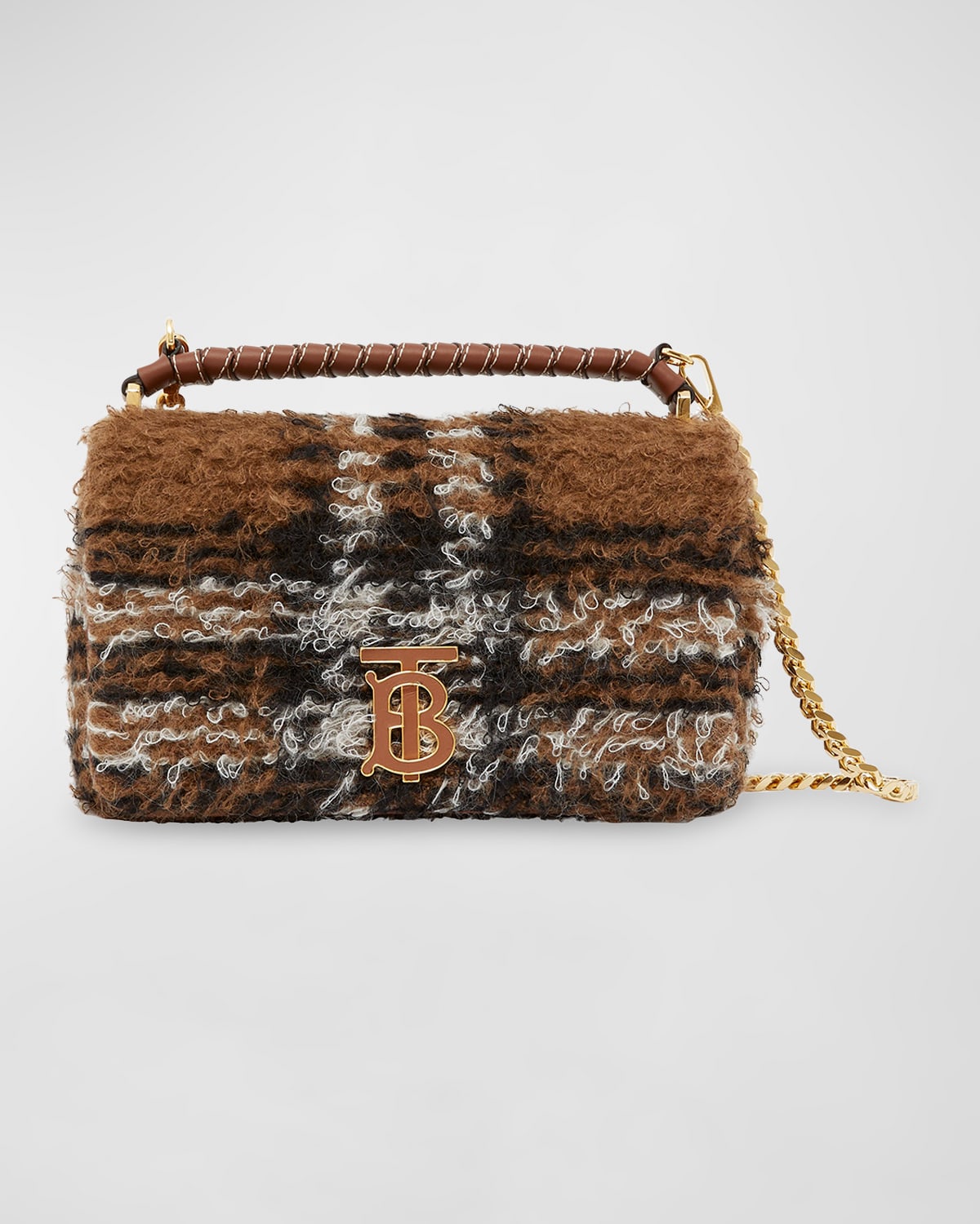 Burberry Lola Small Vintage Check Boucle Shoulder Bag | Neiman Marcus