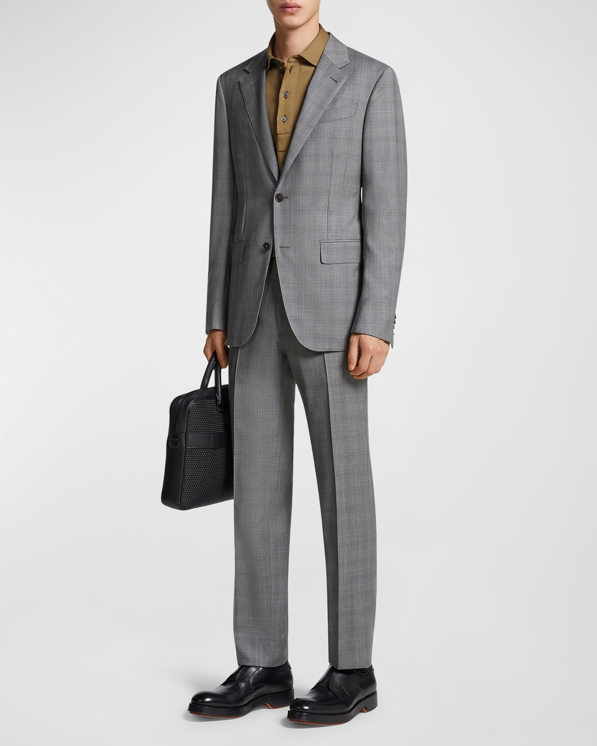 ZEGNA Men's Tonal Plaid Wool-Silk Suit | Neiman Marcus