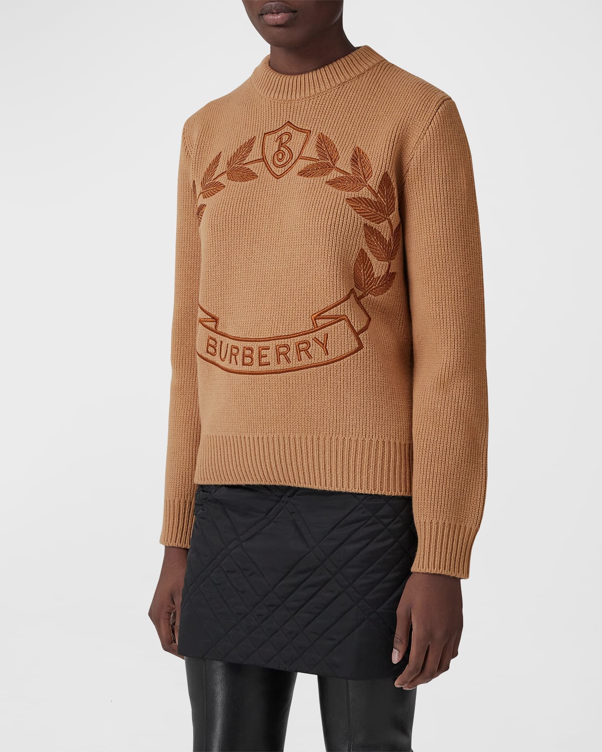 Burberry Runway Embroidered Cashmere Link Knit Sweater | Neiman Marcus