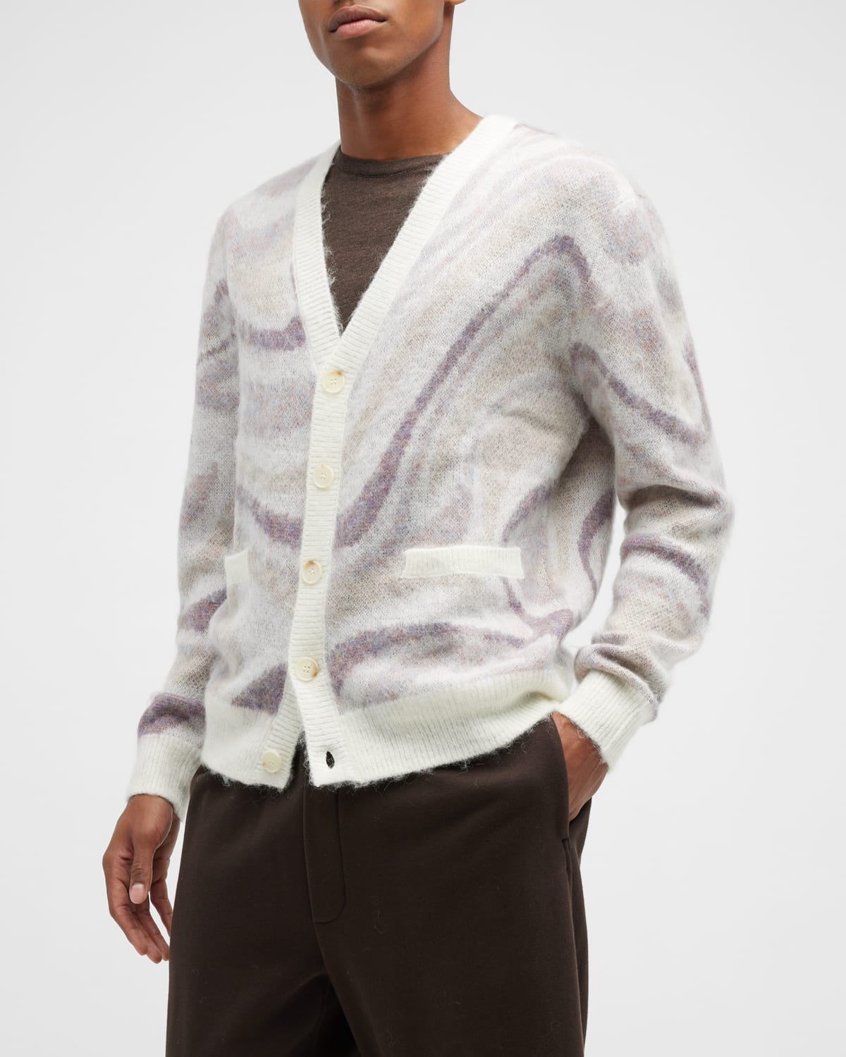 TWENTY Montreal Men's Bicolor Crossover Netting Cardigan | Neiman Marcus