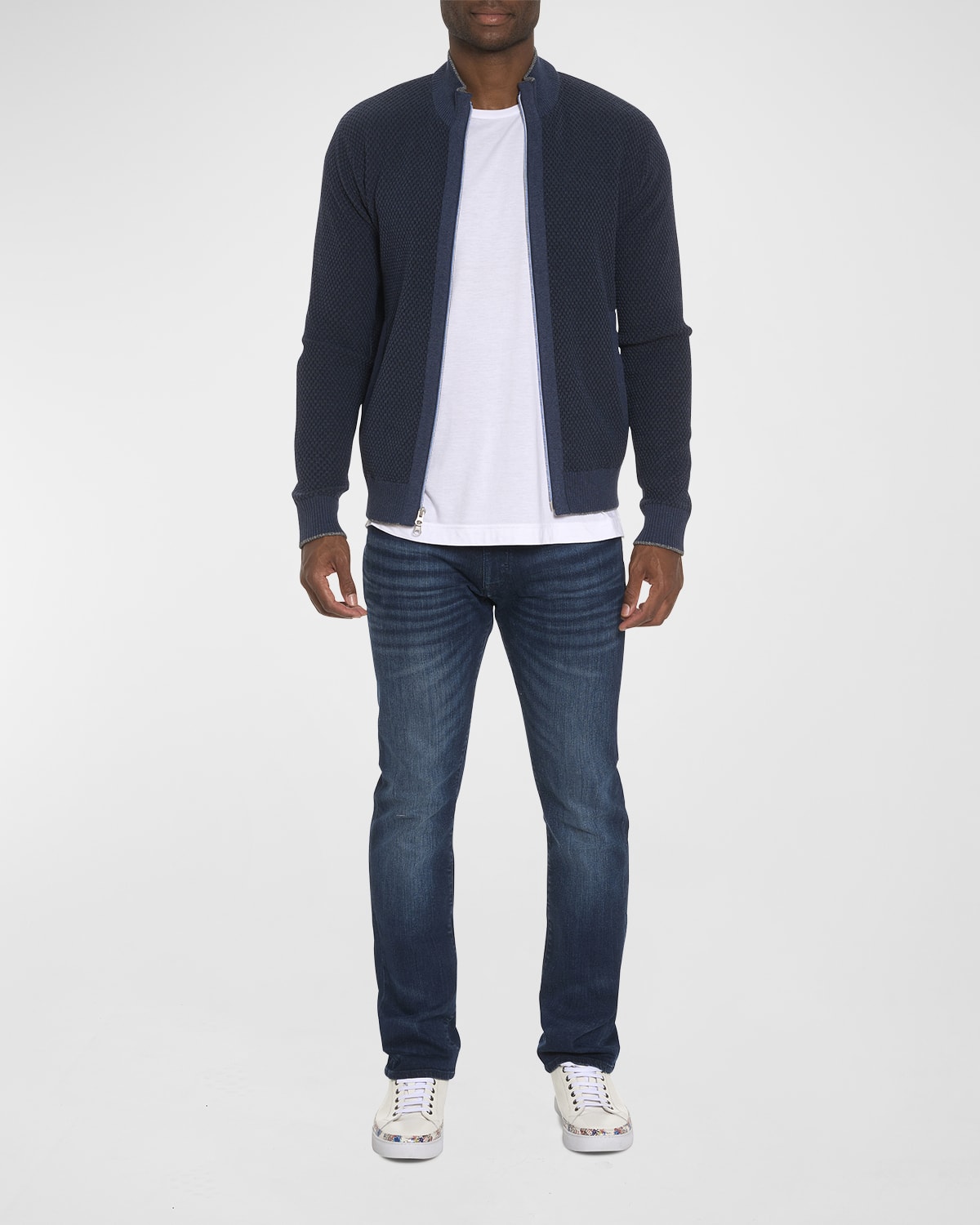 Robert Graham Men's Conboy Wool-Blend Zip-Front Sweater | Neiman Marcus