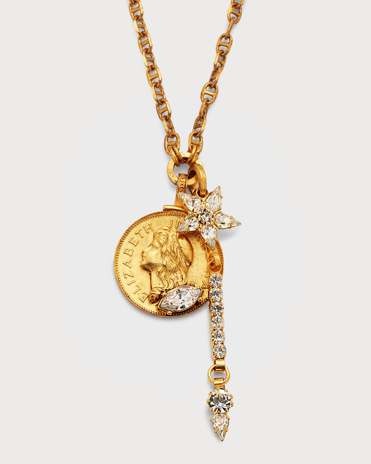 Elizabeth Cole Eula 24k Gold-Plated Hematite & Crystal Necklace ...