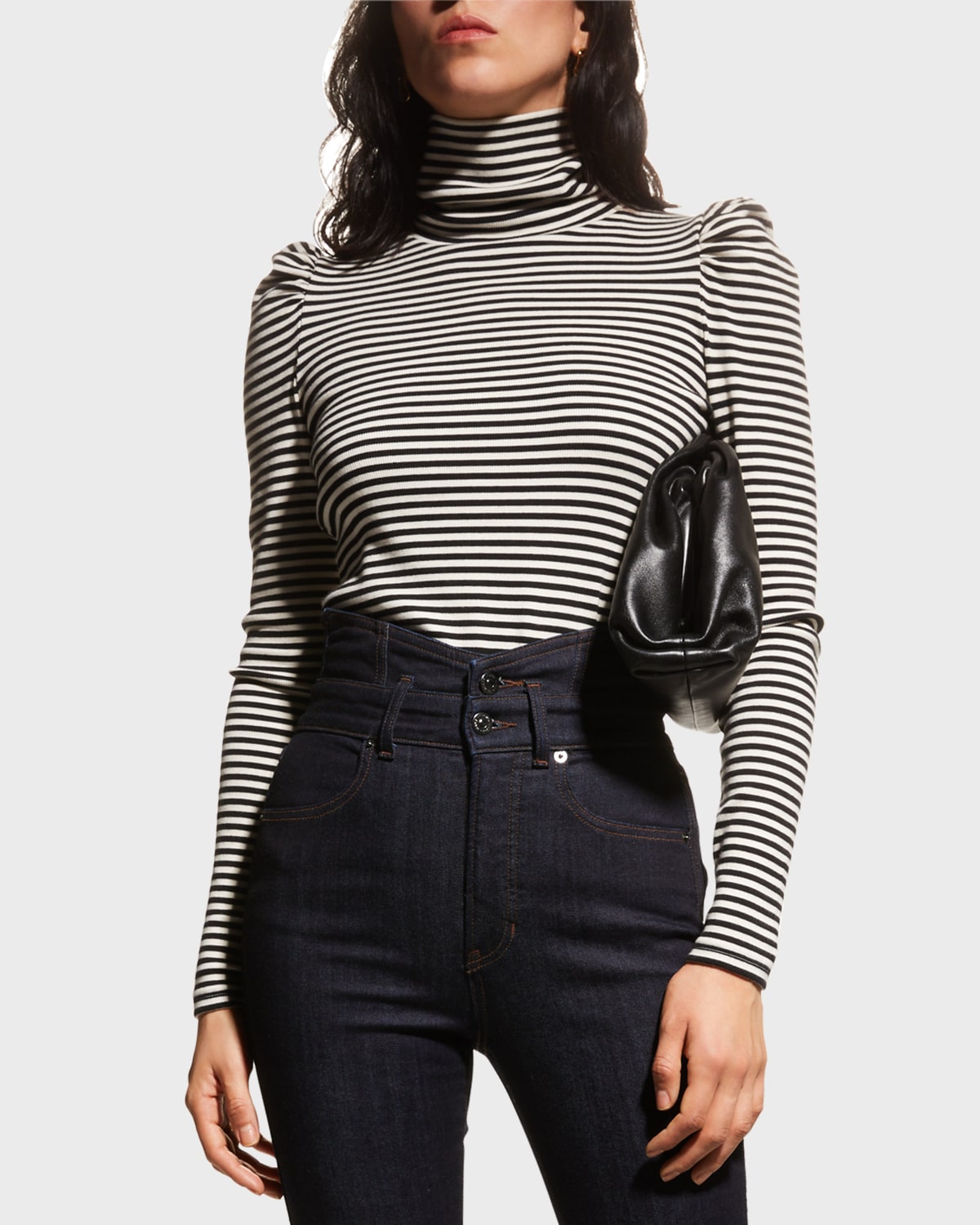 Veronica Beard Jeans Lancetti Striped Turtleneck Sweater | Neiman Marcus