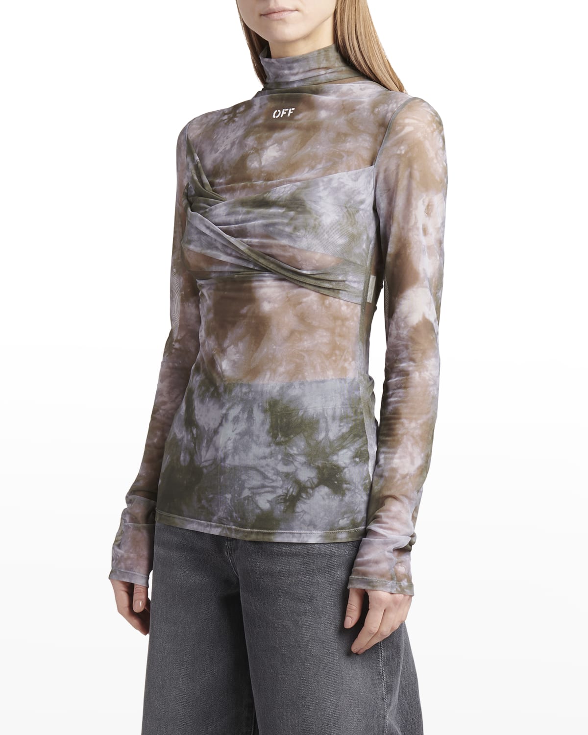 Commando Mesh Long-Sleeve Turtleneck Top | Neiman Marcus