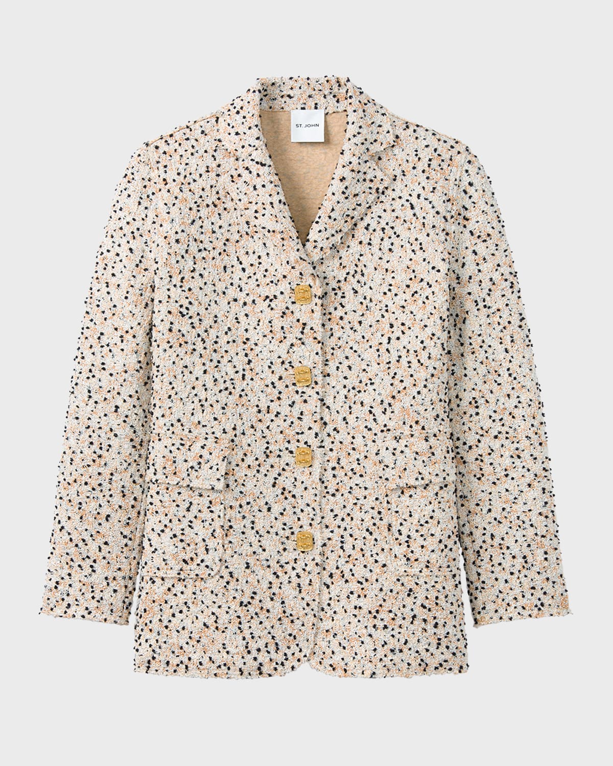St. John Textured Tweed Knit Single-Breasted Jacket | Neiman Marcus