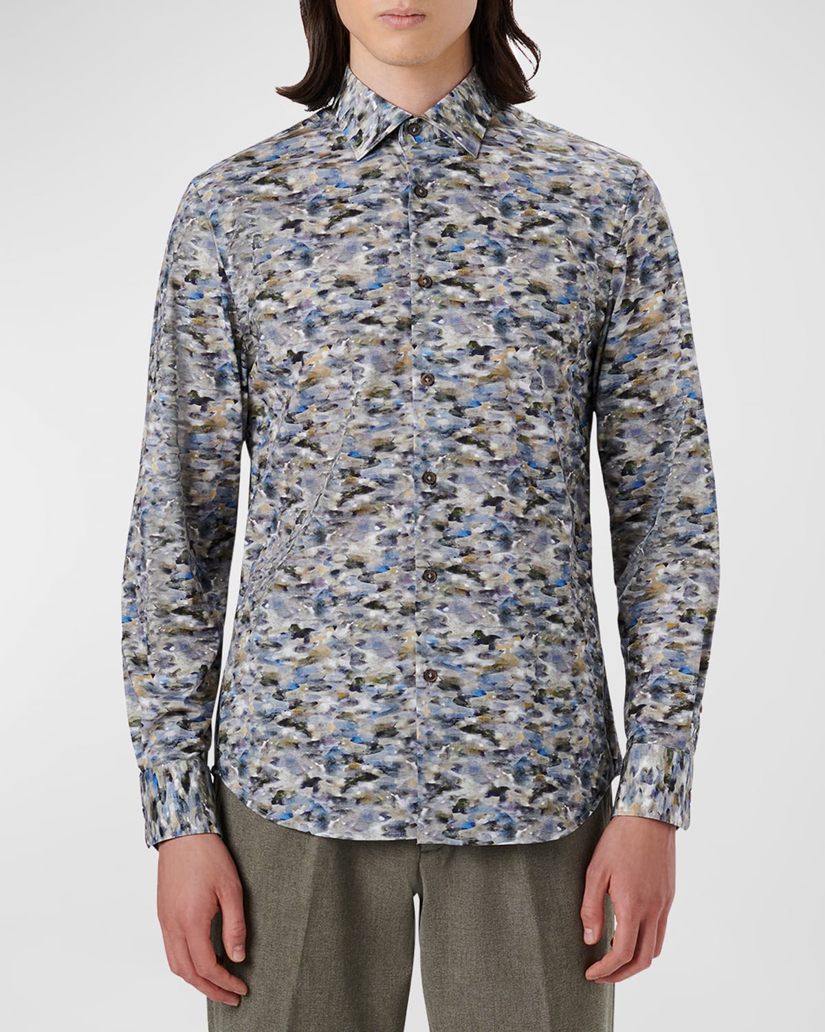 Bugatchi Men's Slim Fit Cotton-Stretch Sport Shirt | Neiman Marcus