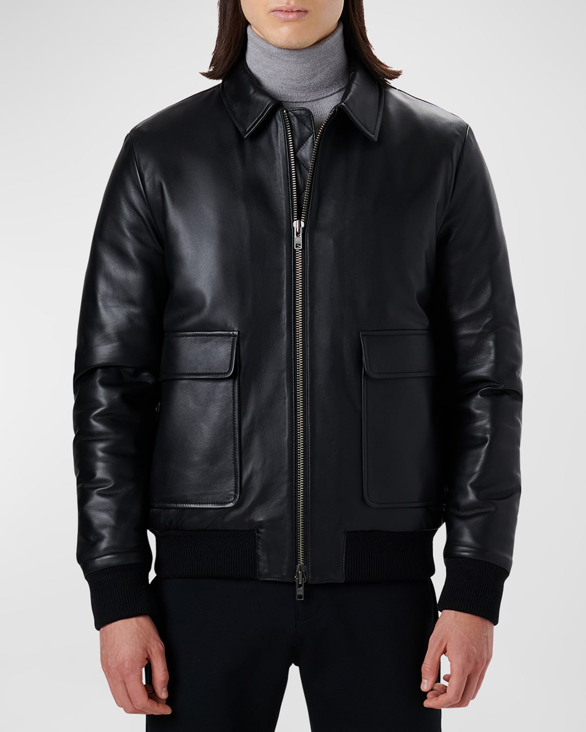 Vince Men's Harrington Leather Bomber Jacket | Neiman Marcus