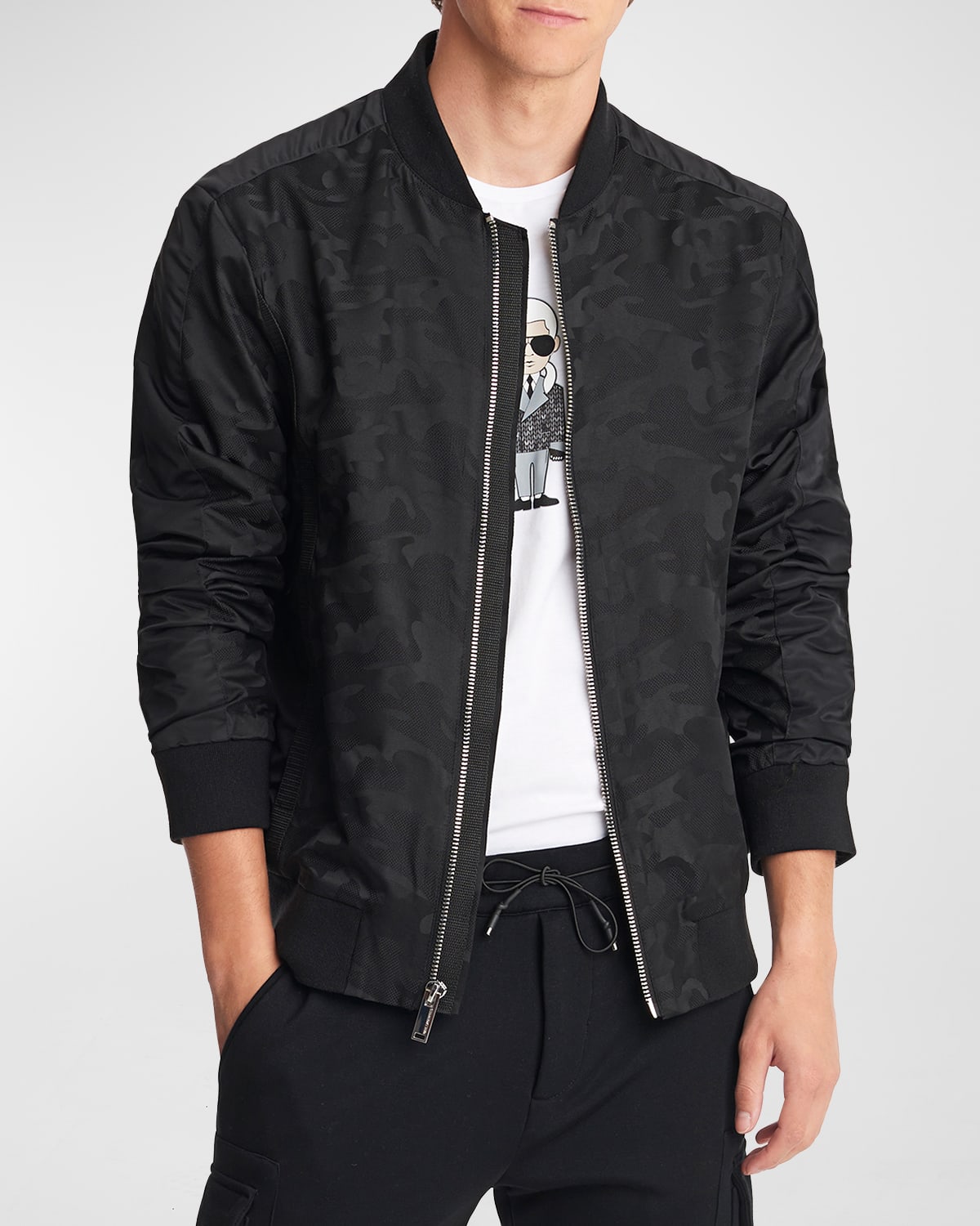 Karl Lagerfeld Paris Men's Multi-Zip Bomber Jacket | Neiman Marcus