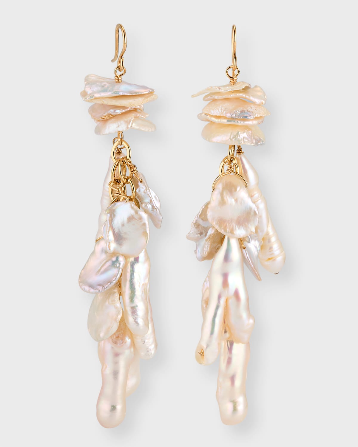 Devon Leigh Gold Medallion Pearl Post Earrings | Neiman Marcus