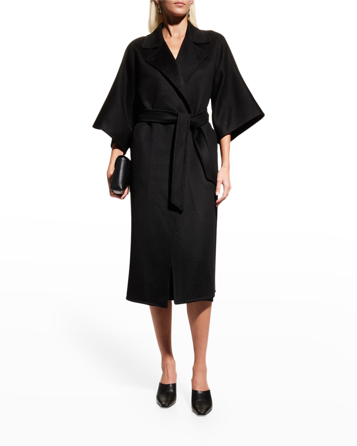 Max Mara Free Belted Brushed Wool Wrap Coat | Neiman Marcus