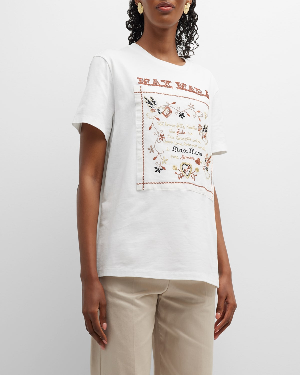 Max Mara Sacha Monogram Embroidered T-Shirt | Neiman Marcus