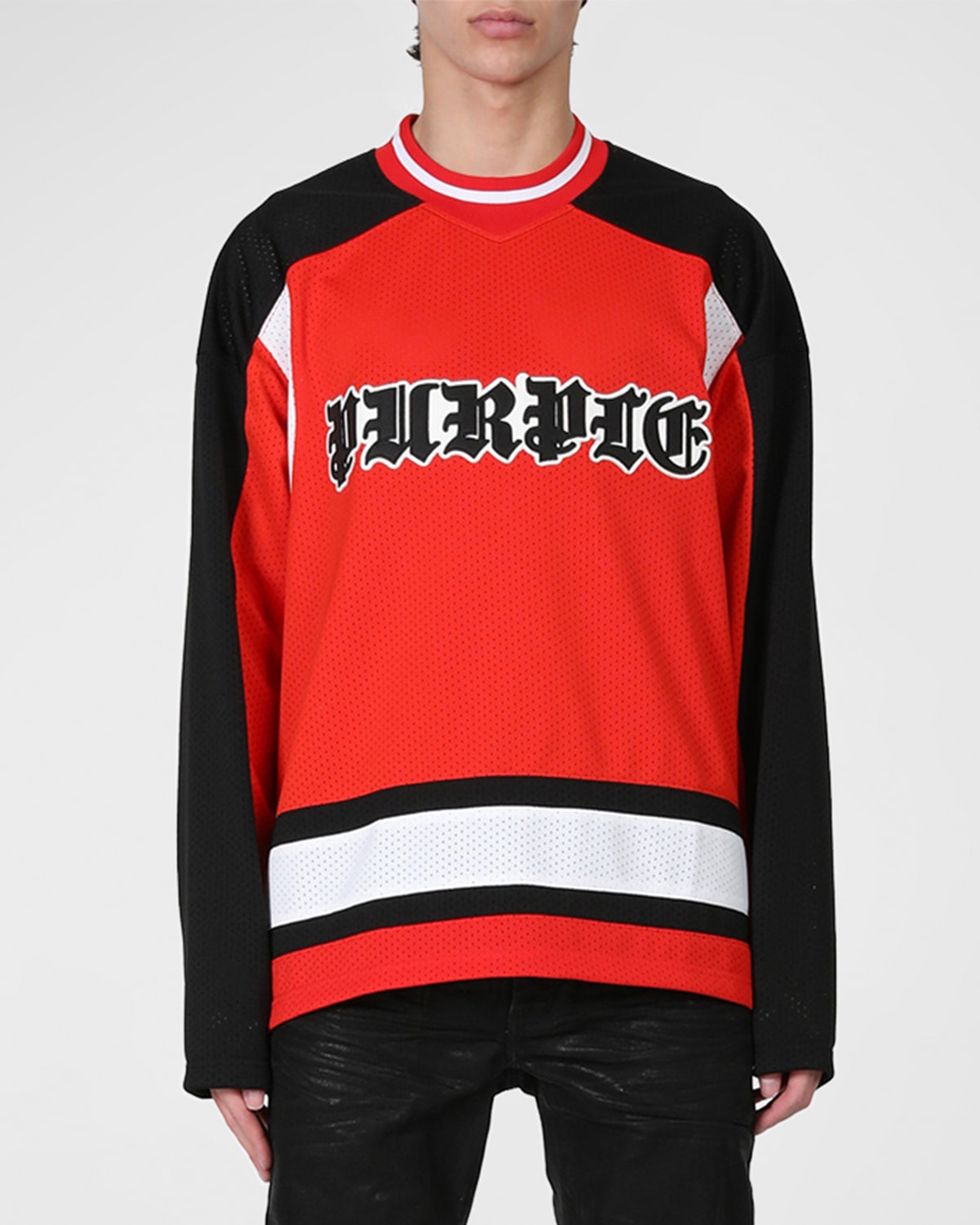 PURPLE Men's Gothic Logo Jersey T-Shirt | Neiman Marcus