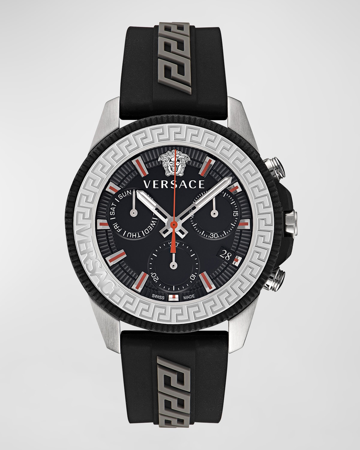 Versace Men's Greca Chronograph Leather Strap Watch, 45mm | Neiman Marcus