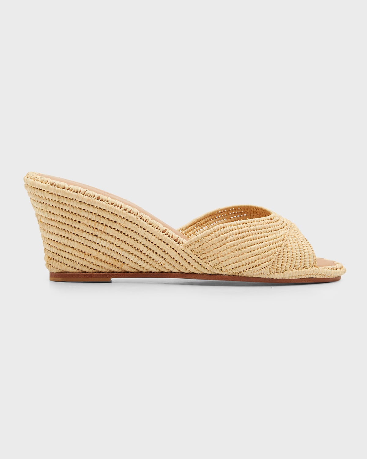Carrie Forbes Karim Woven Raffia Wedge Slide Sandals | Neiman Marcus