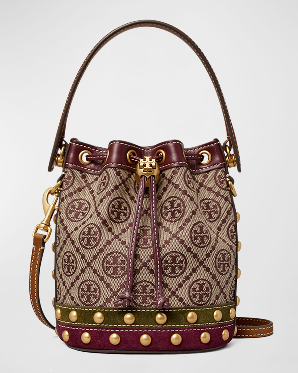 Tory Burch Mini T Monogram Jacquard Bucket Bag | Neiman Marcus