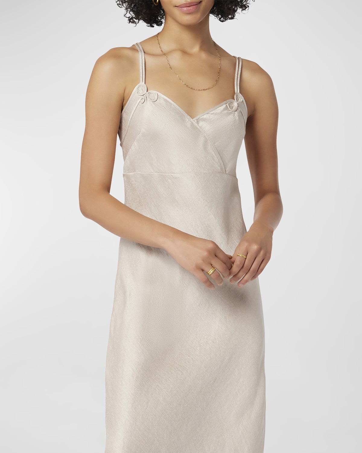 Equipment Arles Clover-Print Satin Slip Dress | Neiman Marcus