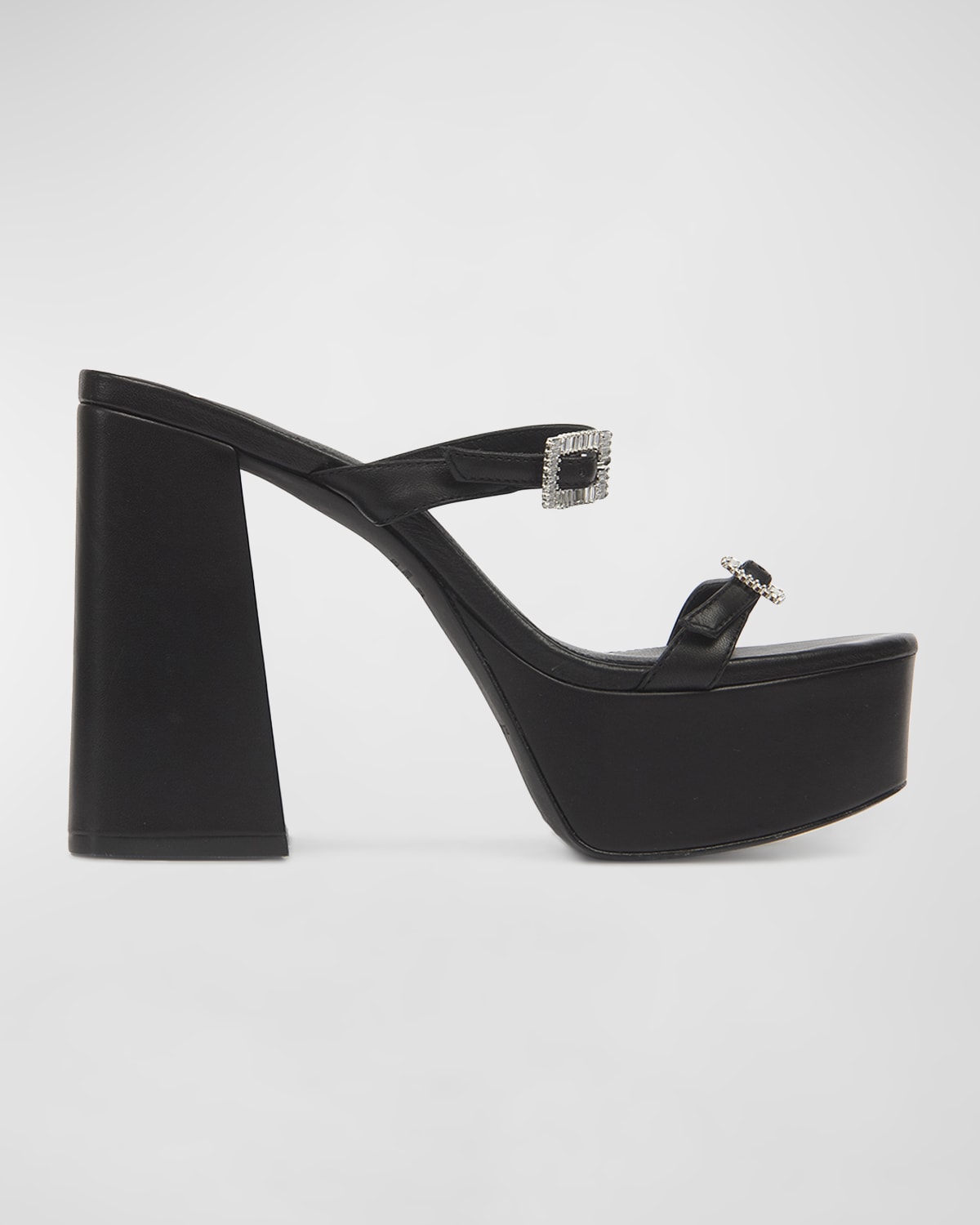 Black Suede Studio x Caroline Alina Crystal Stud Platform Sandals ...
