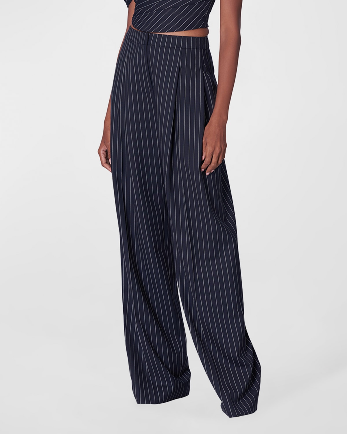 Spanx Crepe Mid-Rise Wide-Leg Pants | Neiman Marcus