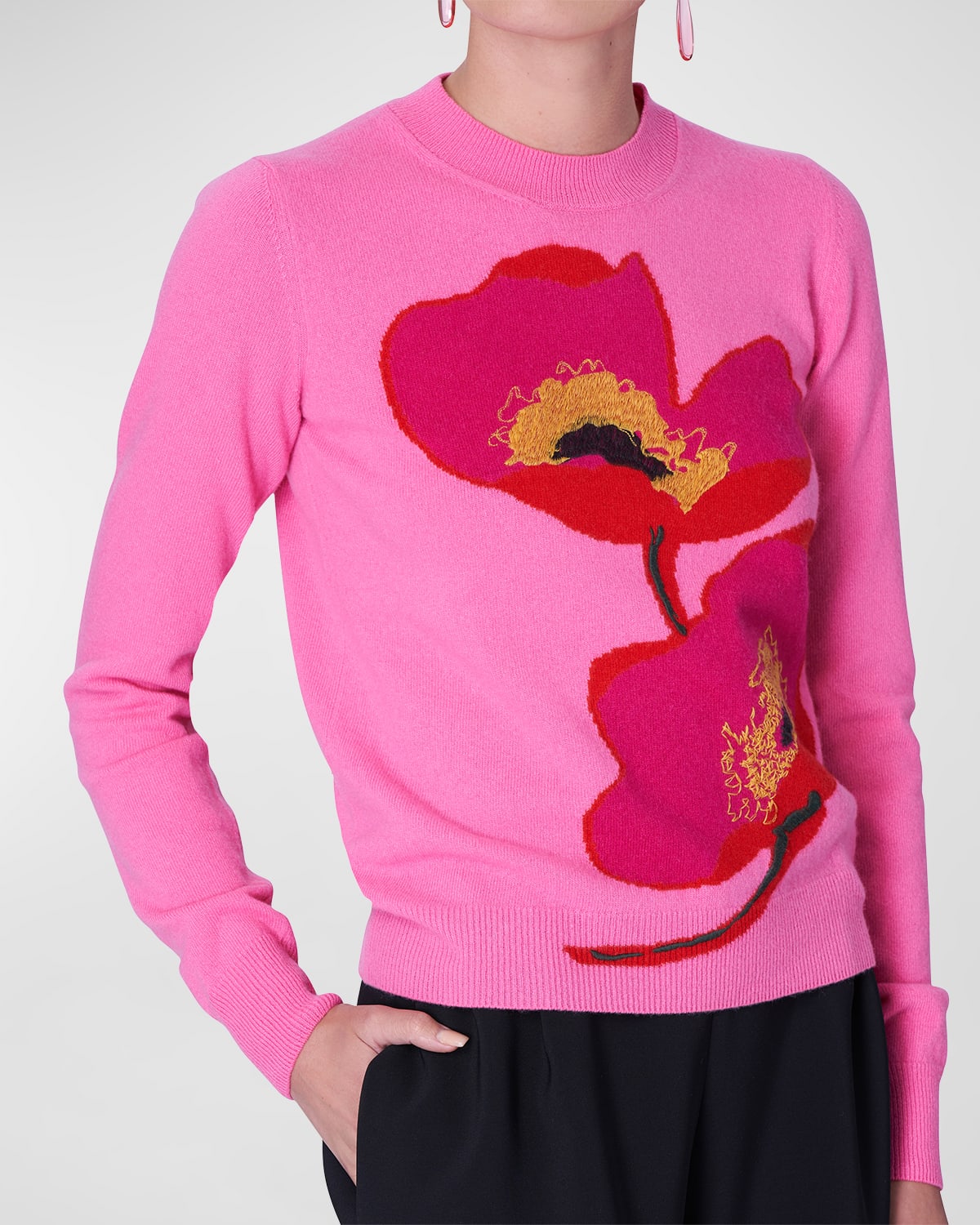 Burberry Runway Embroidered Cashmere Link Knit Sweater | Neiman Marcus