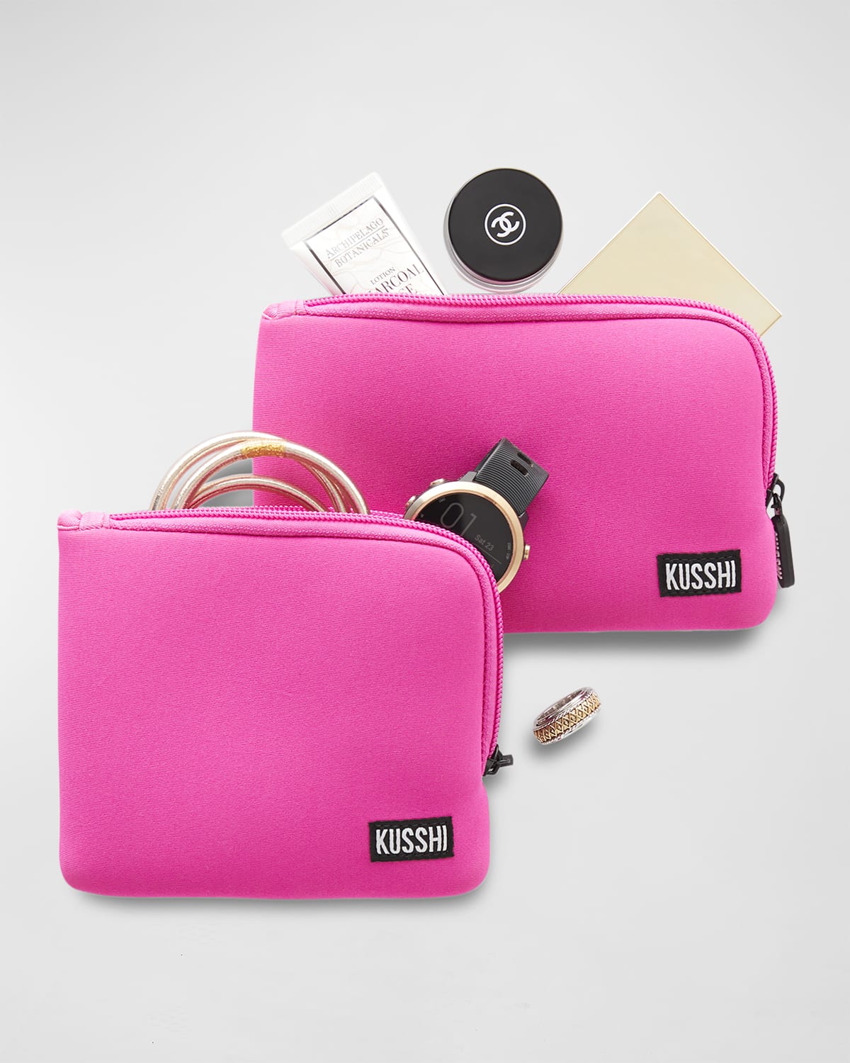 KUSSHI On-The-Go Pouch Set, Leopard | Neiman Marcus