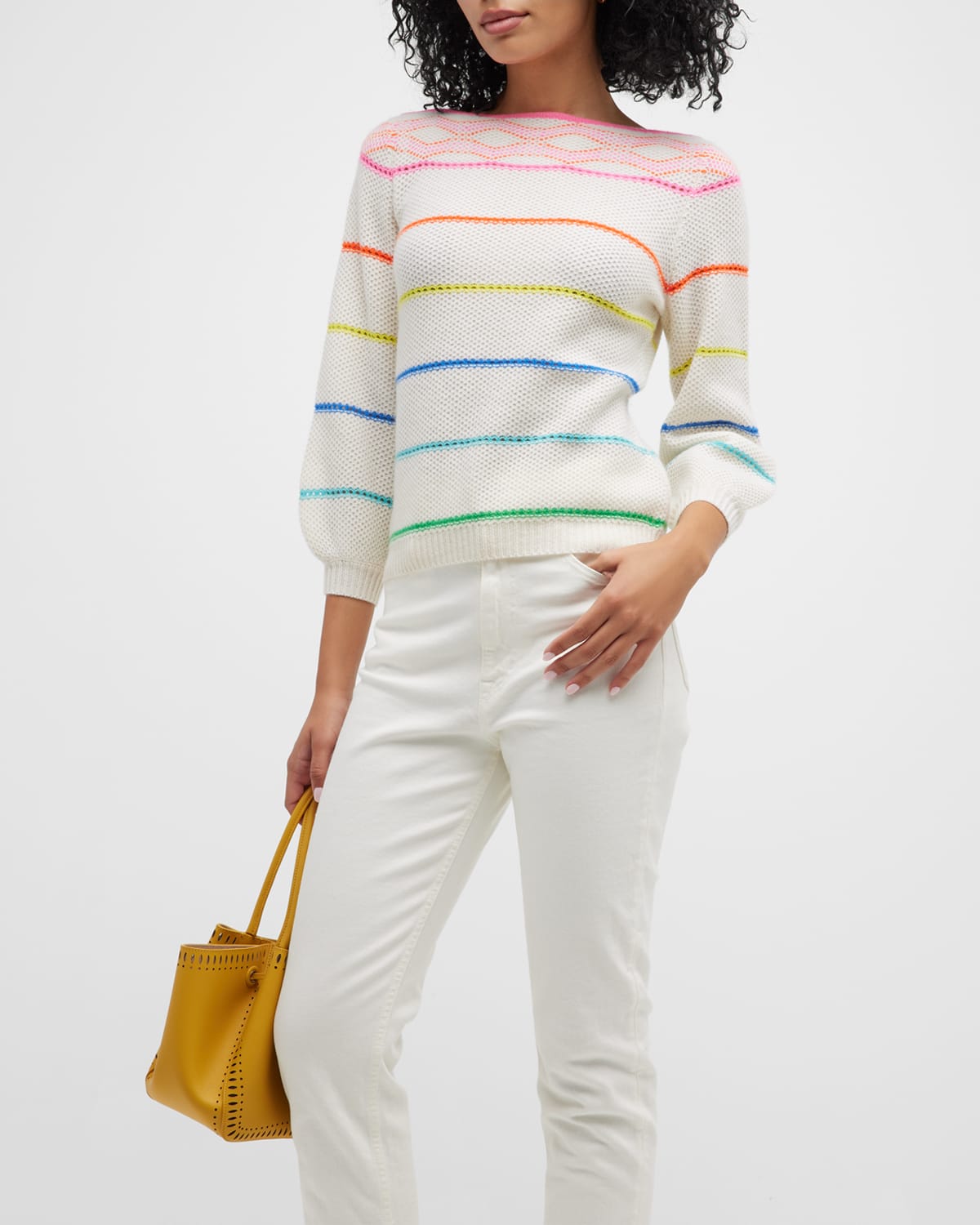 Autumn Cashmere Striped Pointelle Sweater | Neiman Marcus