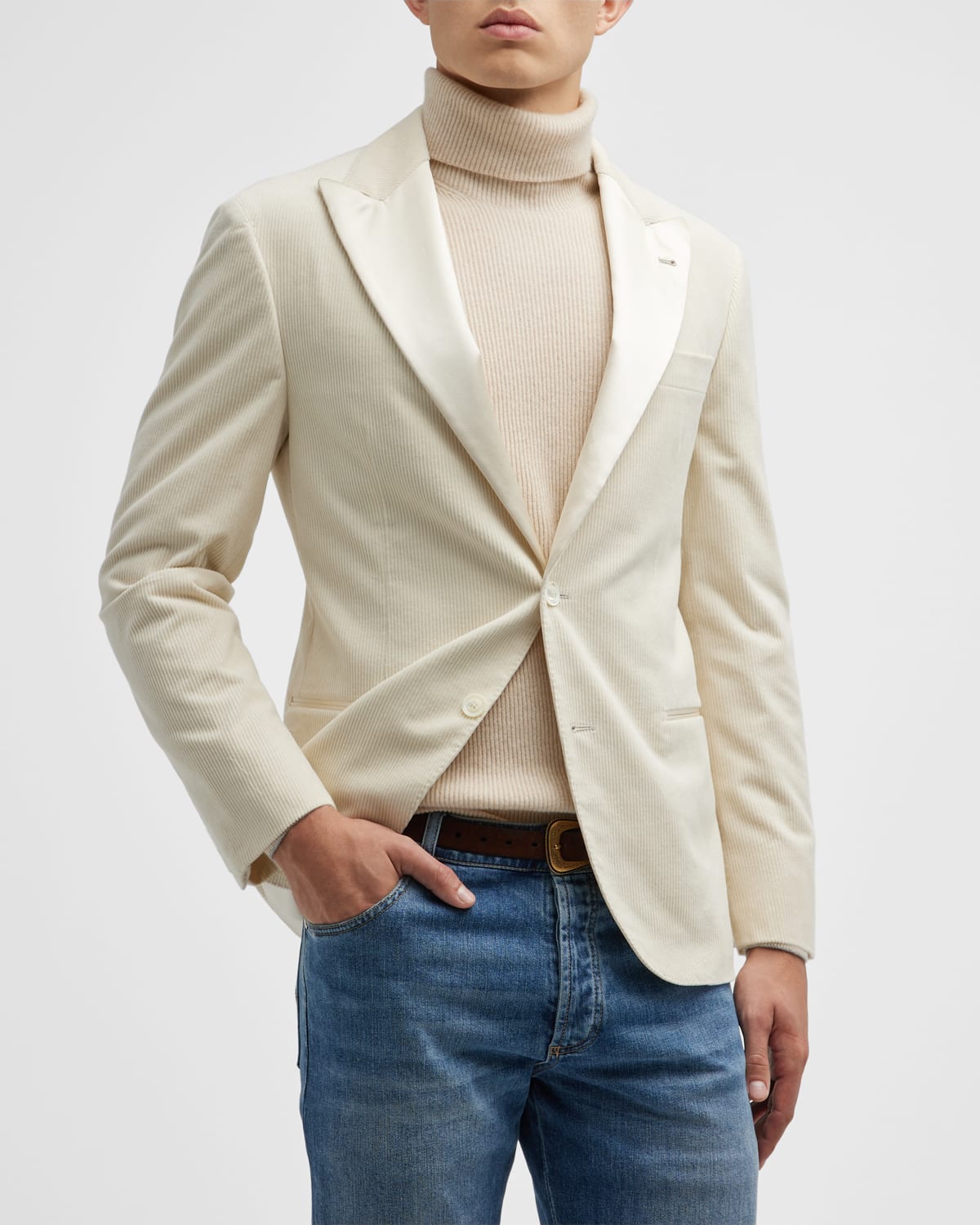 Brunello Cucinelli Men's Giacca Velvet Peak-Lapel Jacket | Neiman Marcus
