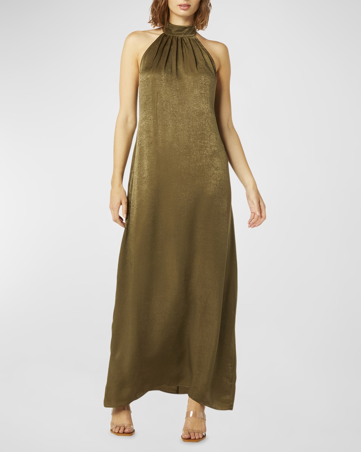 MISA Los Angeles Alexandra Crossover Halter Open-Back Maxi Dress ...